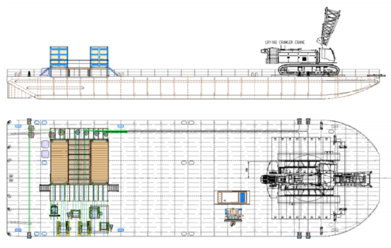 50.89m Piling Barge. - Vessel type: Dumb Barge (Piling Barge) with ...